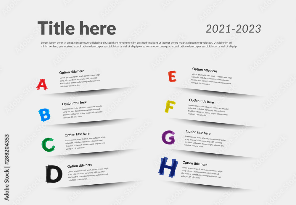 Info Chart Layout with Alphabet Accents Stock Template | Adobe Stock