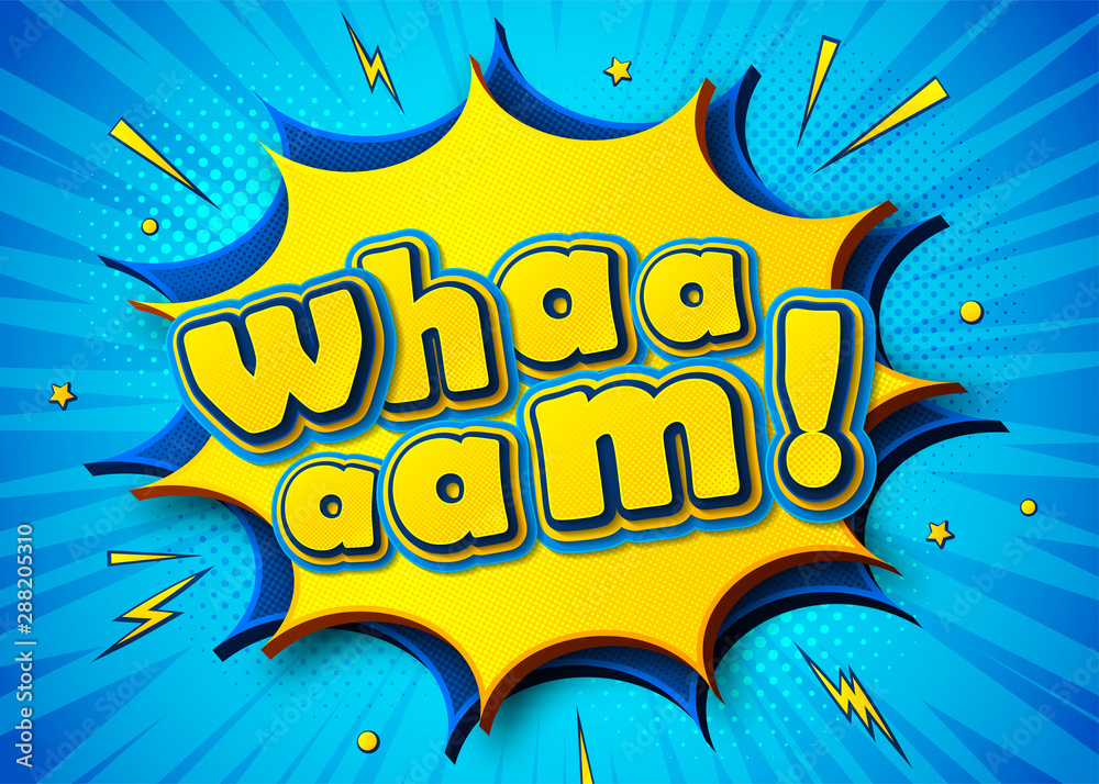 Wham background in comic book and pop art style. Cartoon colorful ...