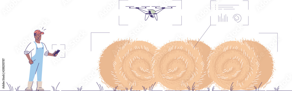 Smart agriculture flat vector illustration. Iot in precision farming ...