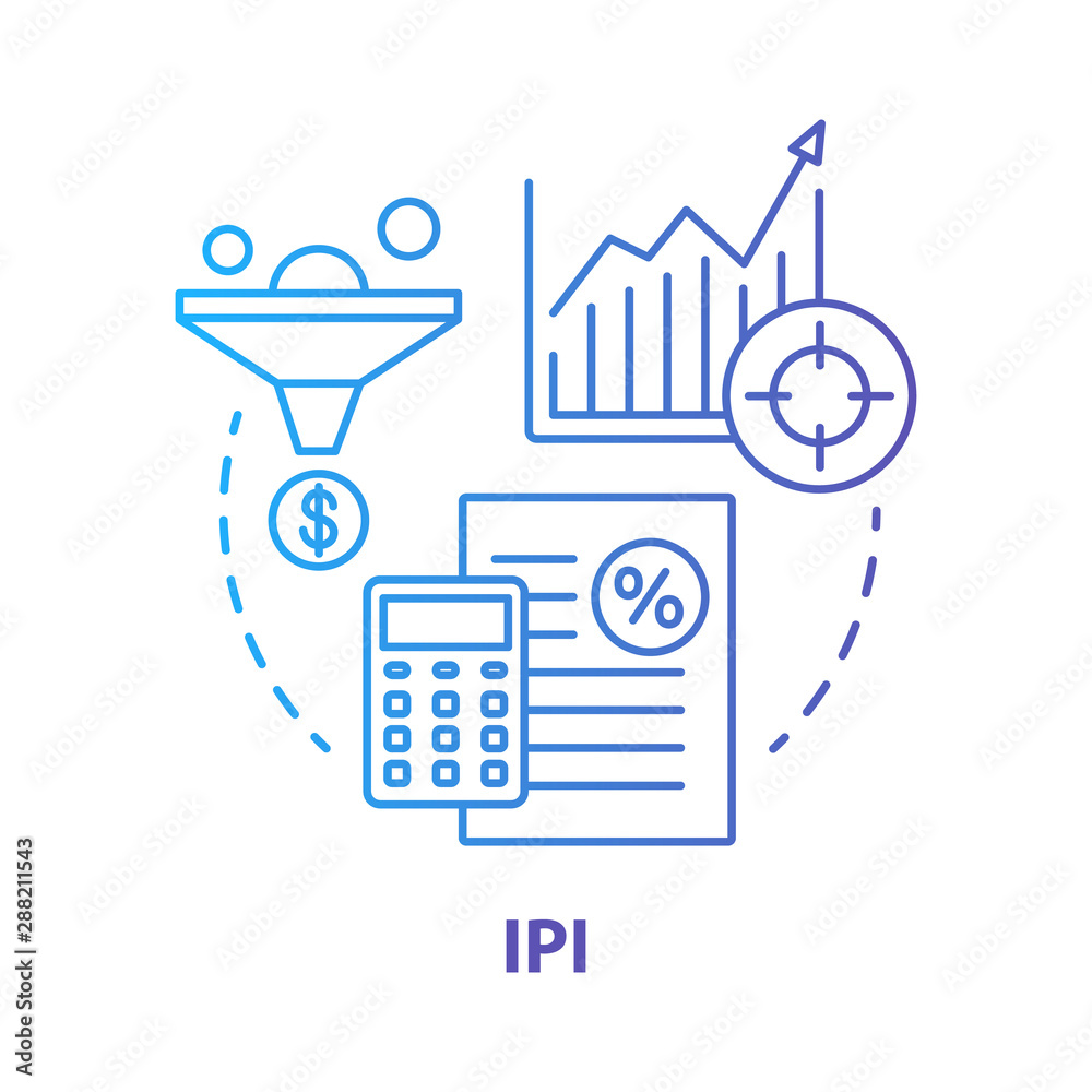 IPI blue concept icon. Industrial production index idea thin line ...