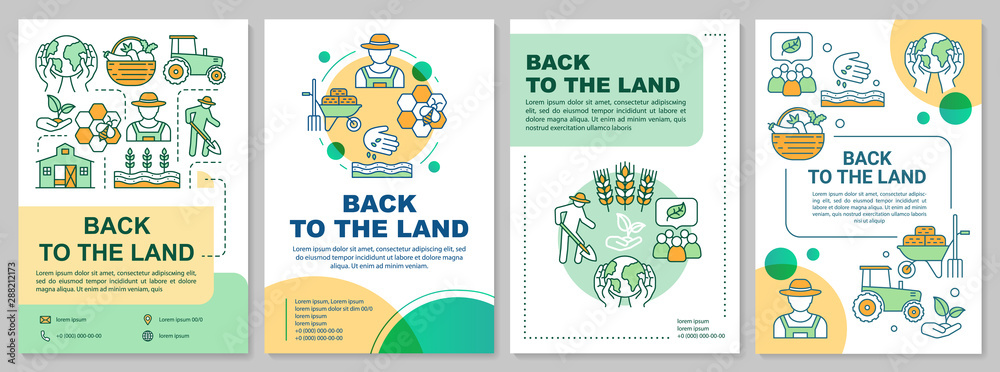 Back to the land brochure template layout. Agrarian movement. Flyer ...