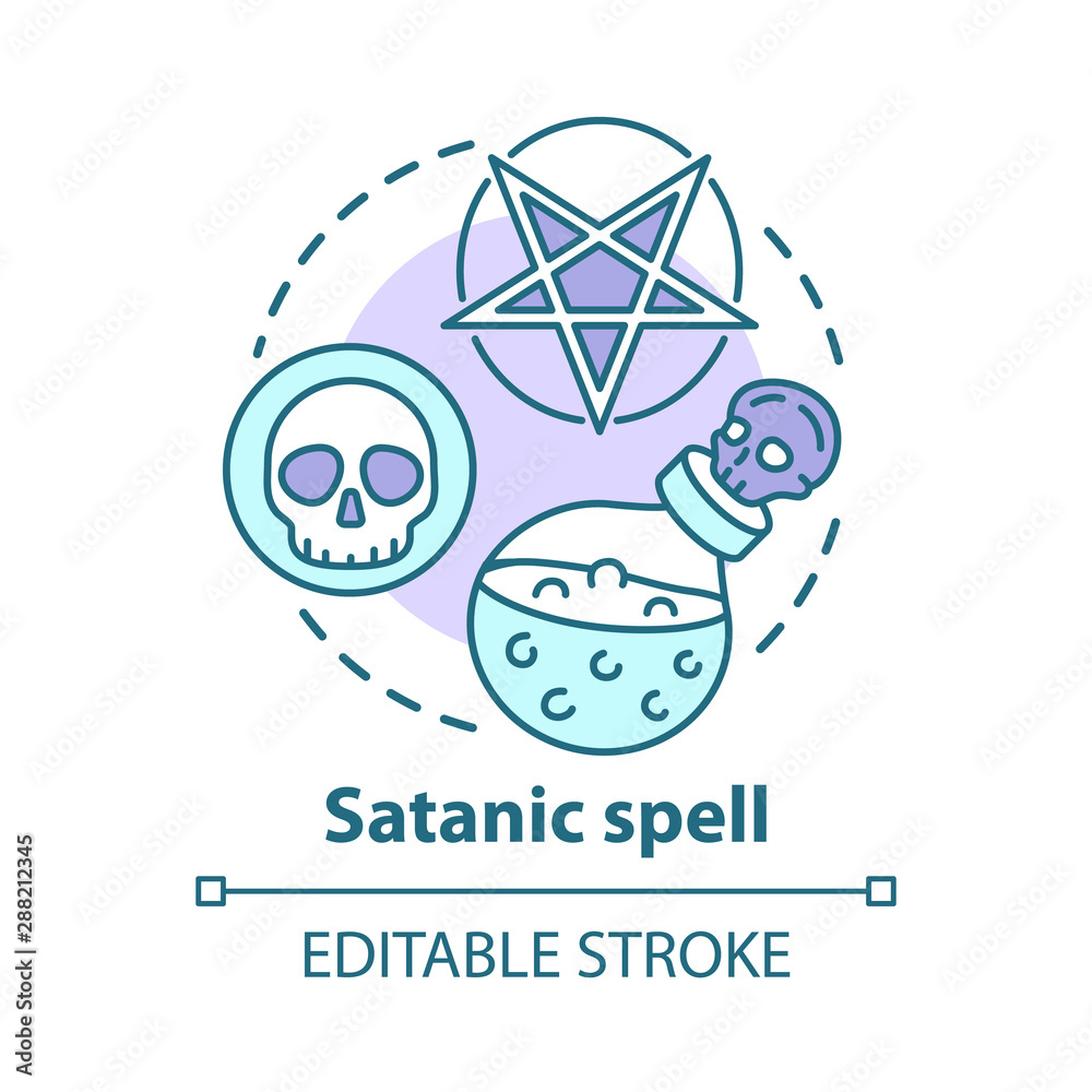 Satanic spell concept icon. Witchcraft and alchemy idea thin line ...