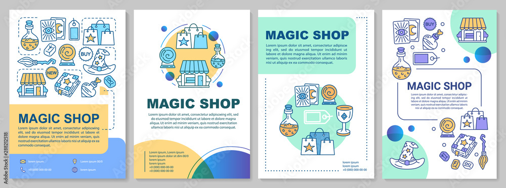 Magic shop brochure template layout. Esoteric store flyer, booklet ...