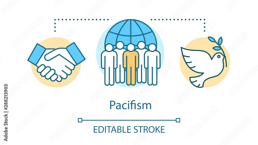 Pacifism concept icon. Nonviolent resistance, militarism opposition ...