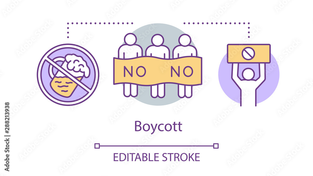 Boycott concept icon. Public product abstention, consumer activism idea ...