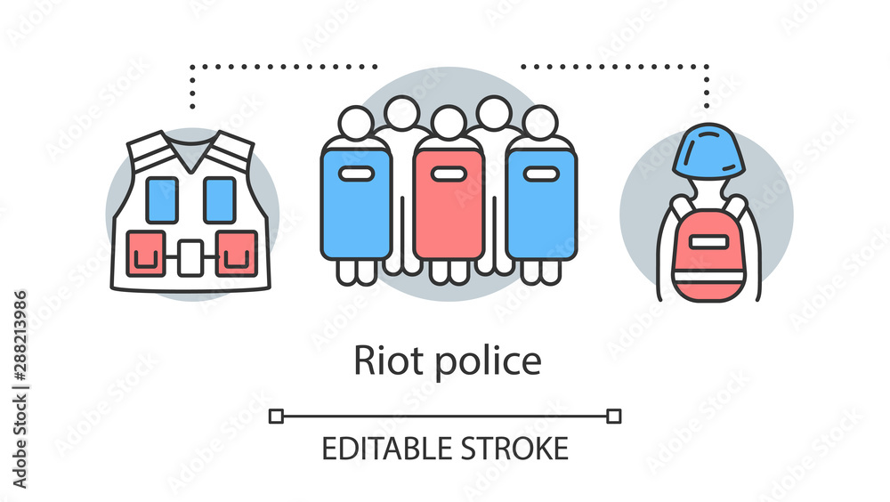 Riot police concept icon. Civil unrest control, rebellion suppression ...