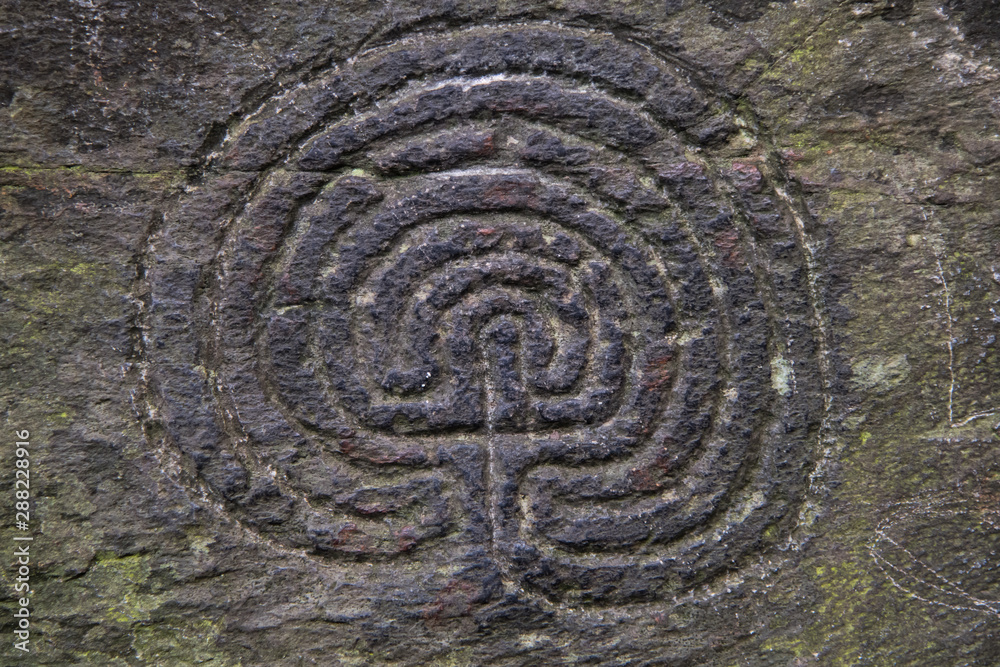 Ancient petroglyphs or rock carvings in Cornwall Stock Photo | Adobe Stock