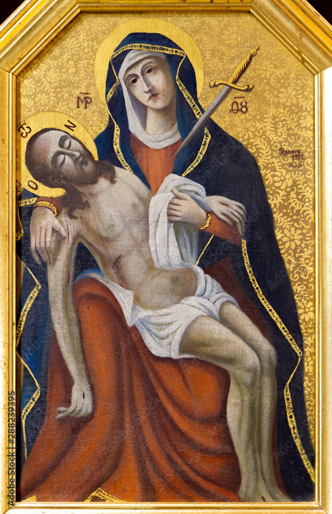 Secovska Polianka, Slovakia. 2019/8/22. The painting of the Virgin Mary ...