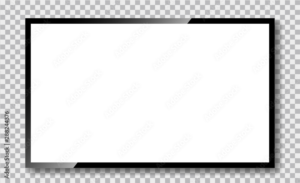 Tv screen with glass reflection on transparent background. Tv monitor ...