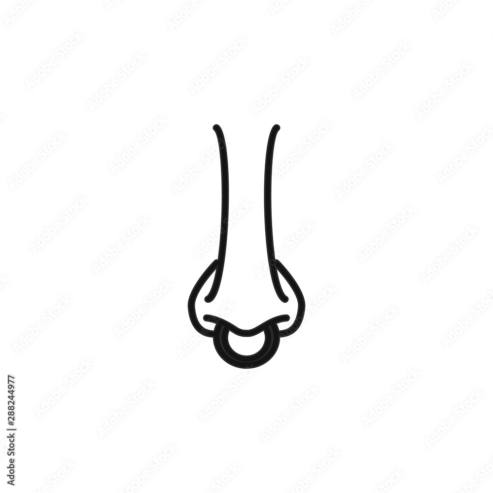 Human nose with piercingline icon. Elements of life style illustration ...