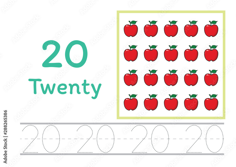 Vetor de Number Tracing and Writing tracing worksheet for kindergarten ...