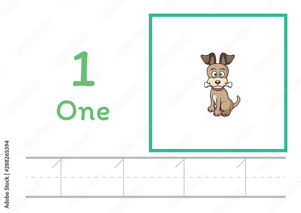 Vetor de Number Tracing and Writing tracing worksheet for kindergarten ...