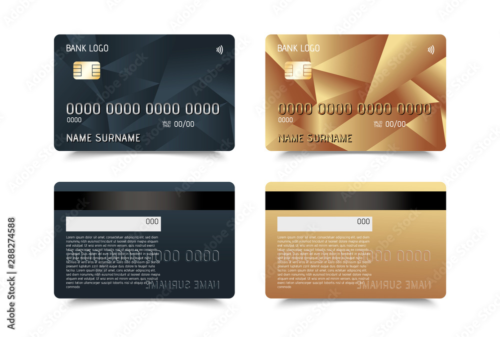 Realistic detailed luxury credit cards set with colorful abstract ...