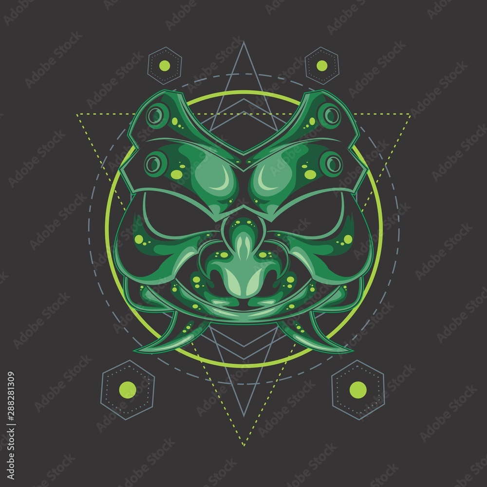 green demon mask sacred geometry Stock Vector | Adobe Stock