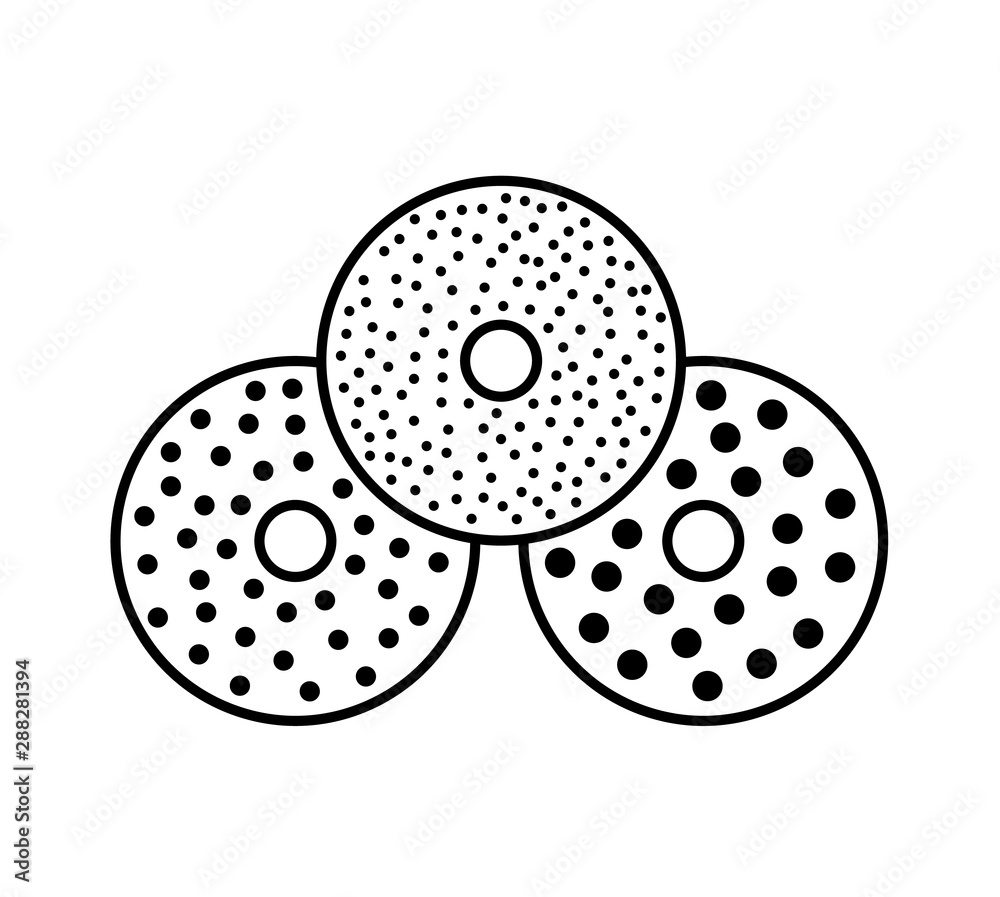 Sandpaper disc line icon. Black & white illustration of sanding ...