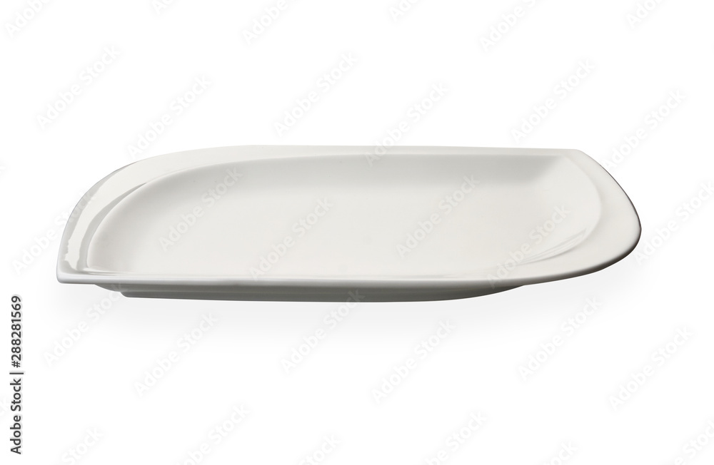 Empty rectangular plate, Exotic white plate isolated on white ...