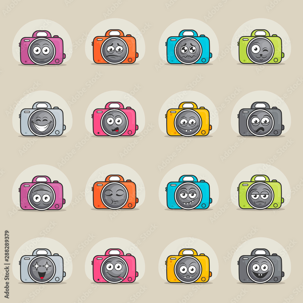Cute Photo Camera character in cartoon style. Smiley camera with speech ...