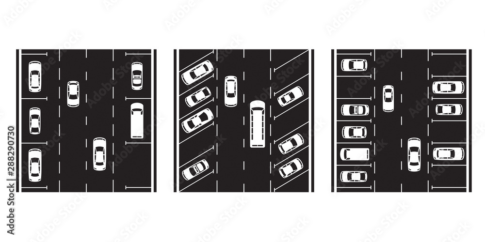 Different types of car parking spaces - vector illustration Stock ...
