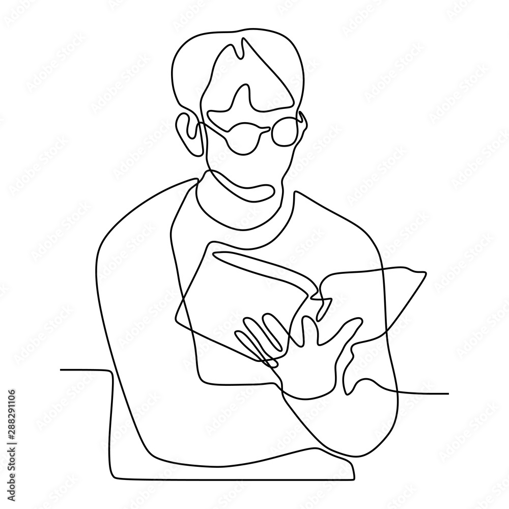 Man Reading Book Vector Clipart