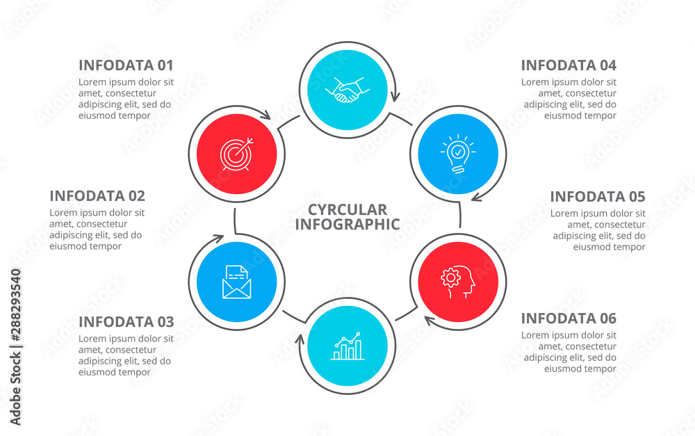 Cyclic diagram infographic with circles. Modern infographic design ...