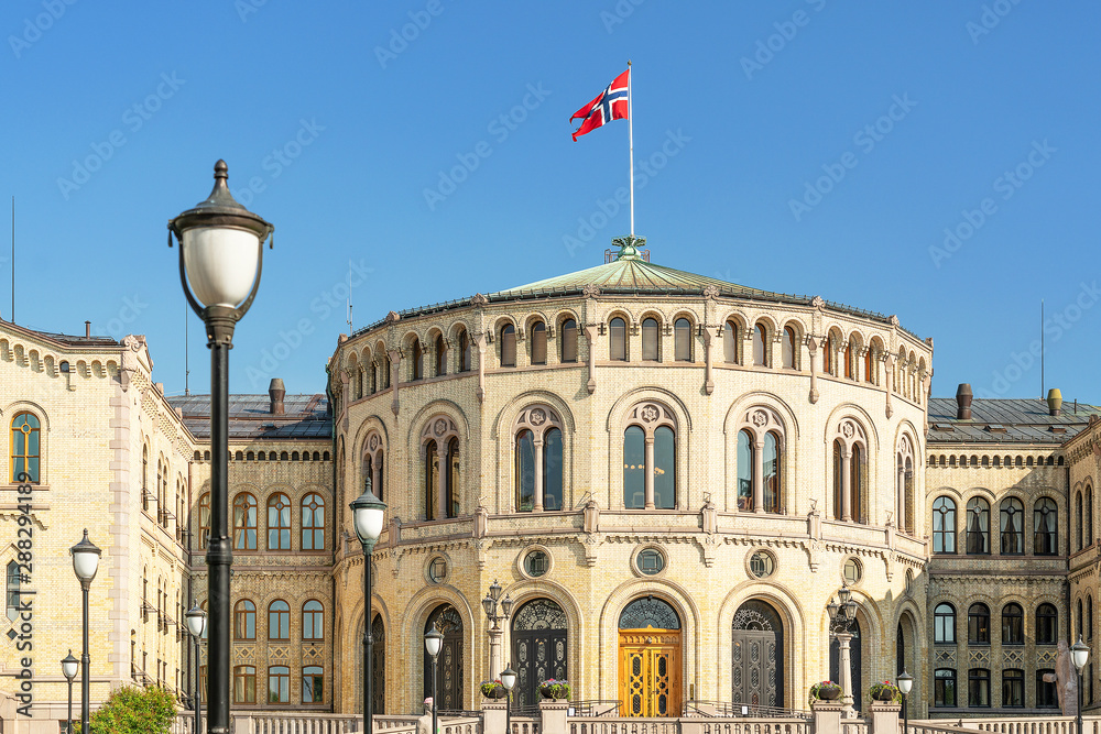 Oslo, Norway. Parliament (The Storting building or Stortingsbygningen ... Oslo, Norway. Parliament (The Storting building or Stortingsbygningen ...