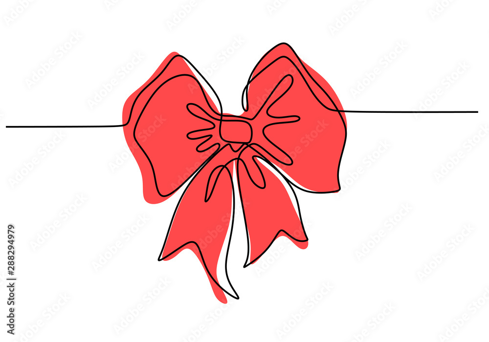 one line drawing of ribbon minimalism drawing vector illustration Stock ...