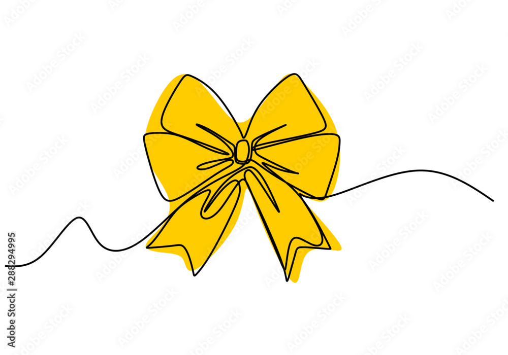 continuous line drawing of ribbon concept of gift trendy design Stock ...