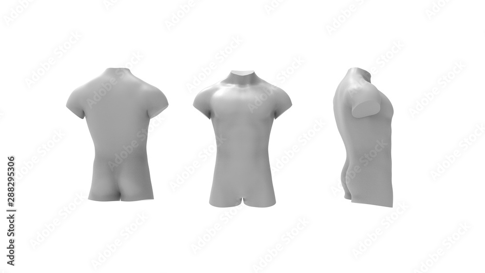 3d rendering of a male torso isolated in white background Stock ...