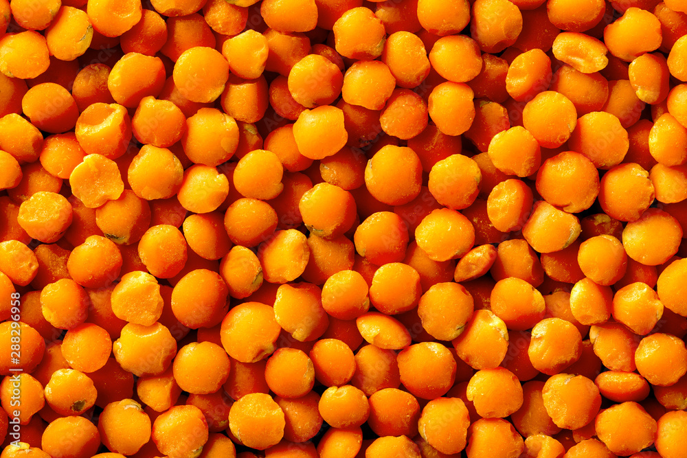 Macro top view image of red lentil beans as a natural healthy lifestyle ...