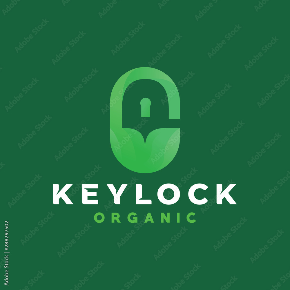 Keylock Logo Vector Design Template. Modern Leaf Icon. Protection ...