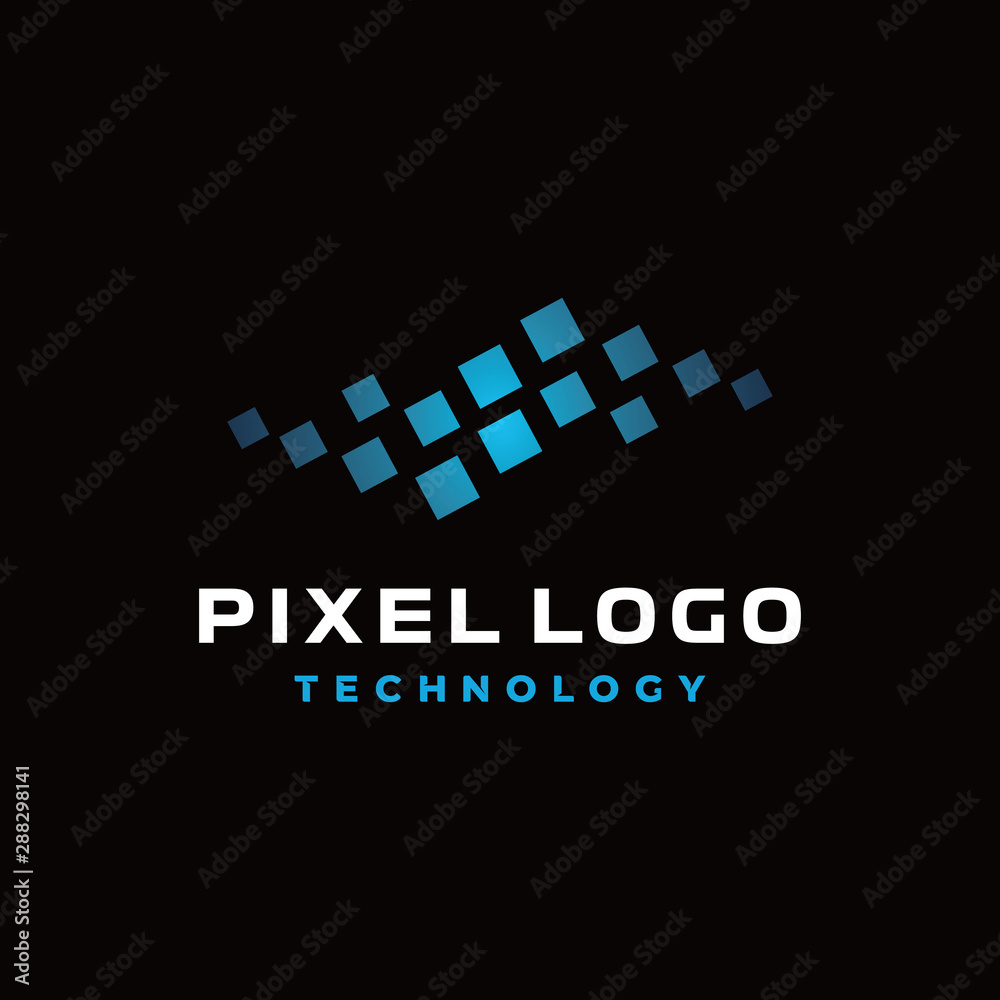 Pixel Logo Vector Design Template. Technology Icon. Digital Symbol ...