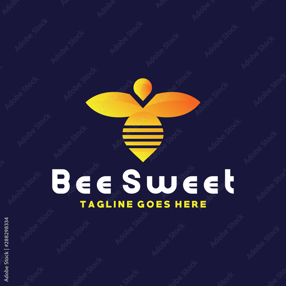 Bee Sweet Logo Vector Design Template. Modern Animal Icon. Luxury ...