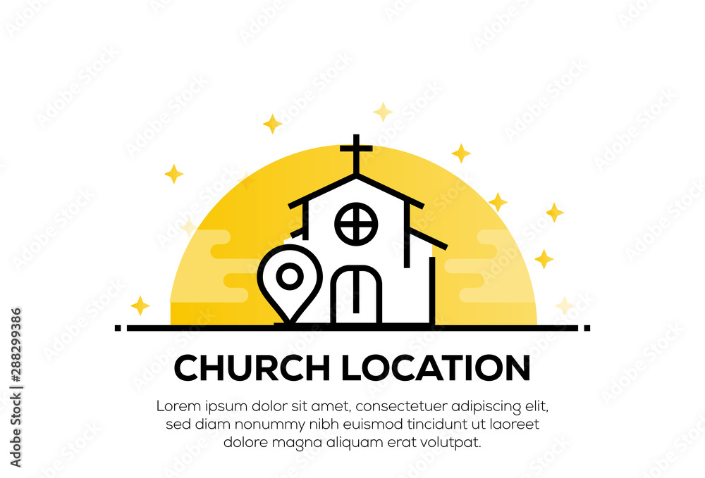 CHURCH LOCATION ICON CONCEPT Stock Vector | Adobe Stock