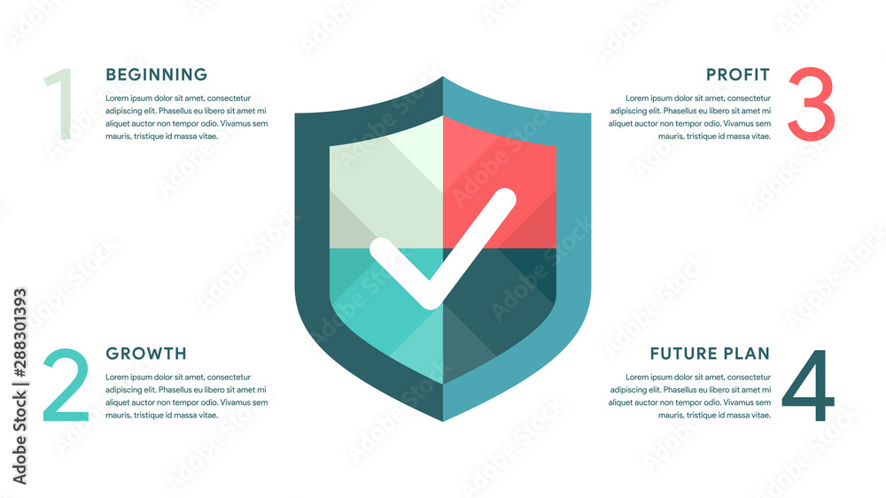 Vector Shield for Business infographics concept with 4 options, parts ...