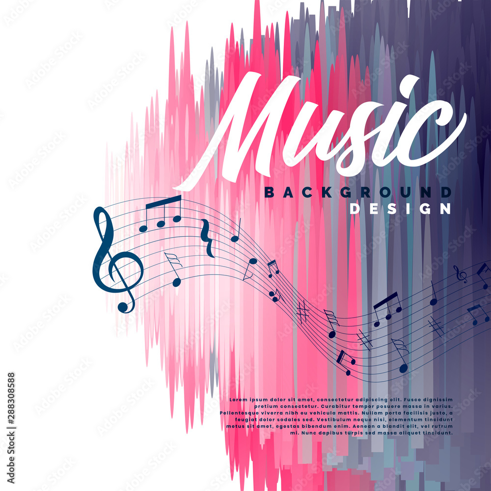 musical event background with music notes and abstract lines Stock ...