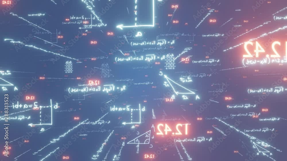 Mathematics, physics, science, technology. Loop animation 4K. Movement ...