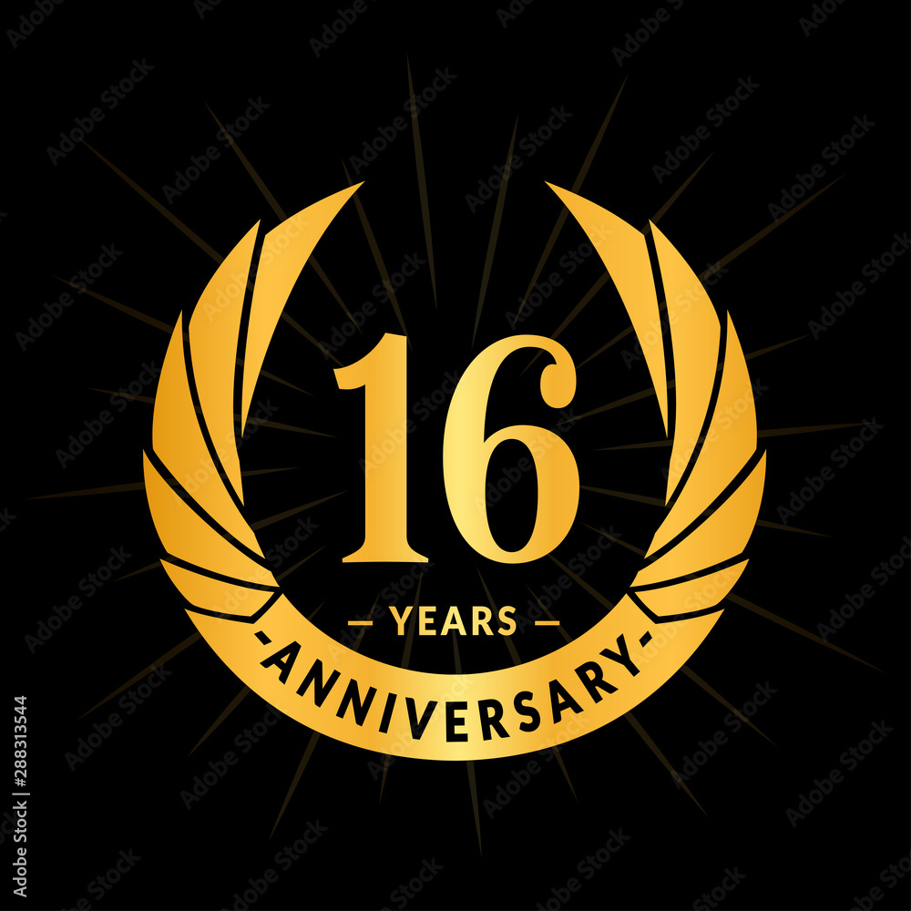 16 years anniversary celebration logotype. Elegant anniversary design ...