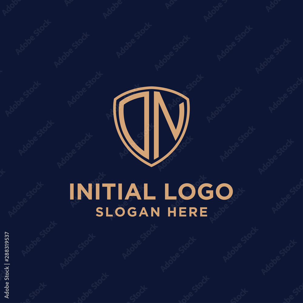 initial DN logo template. shield and gold logo. vector Stock Vector ...