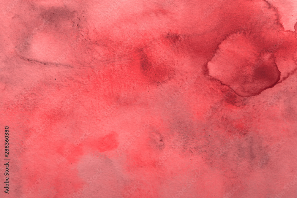 Watercolor red texture with abstract washes and brush strokes on the ...