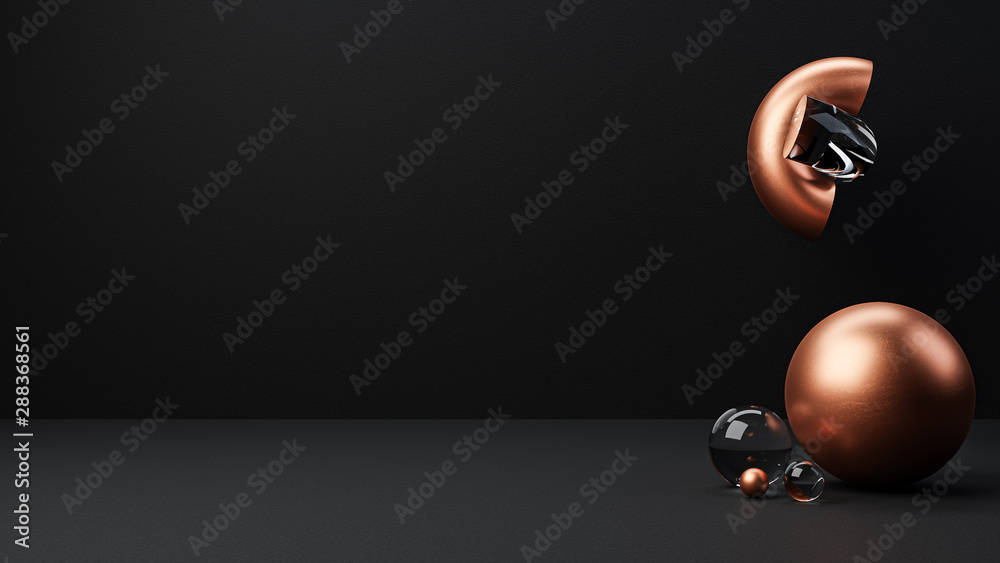 simple geometric shapes copper black background wallpaper Stock ...