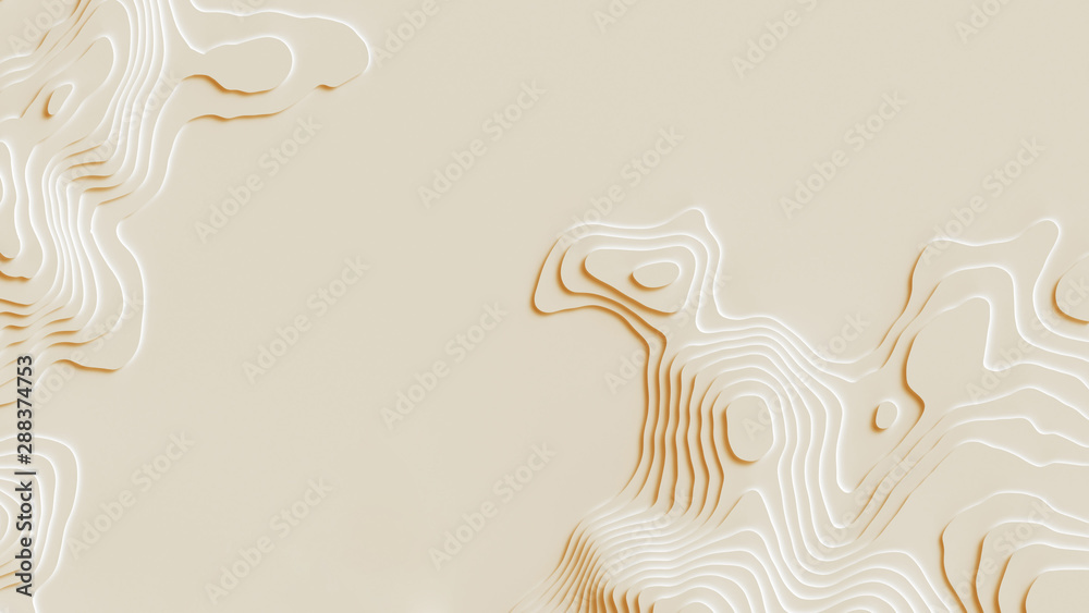 3D Cartography concep background. Rendering. Map line of topography ...