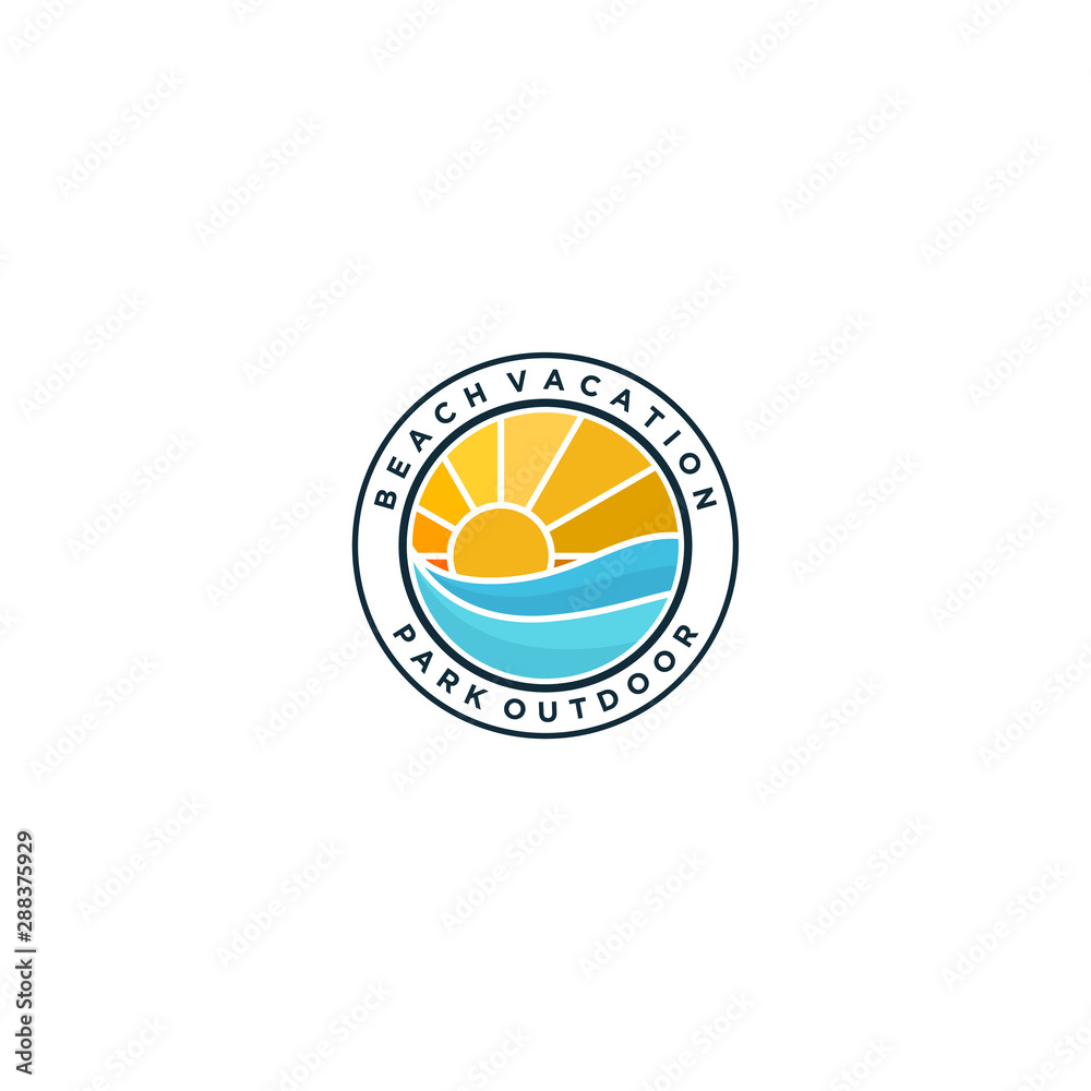 Beach vacation outdoor logo design Stock Vector | Adobe Stock