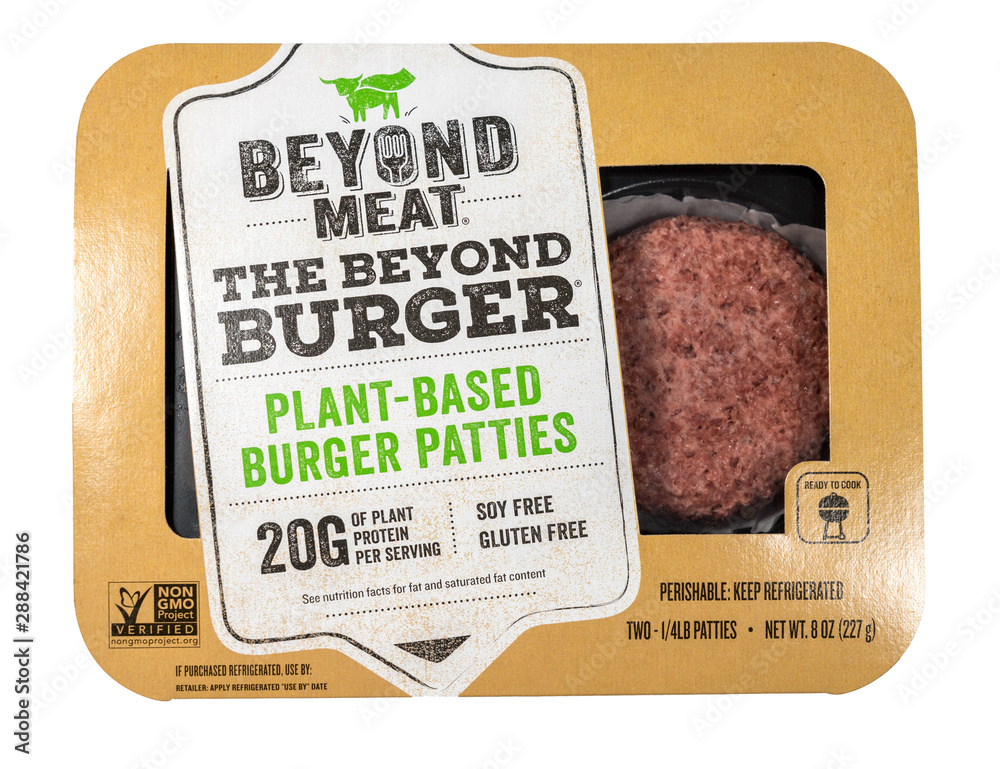 Beyond Meat plant based burger package of two patties Stock Photo ...