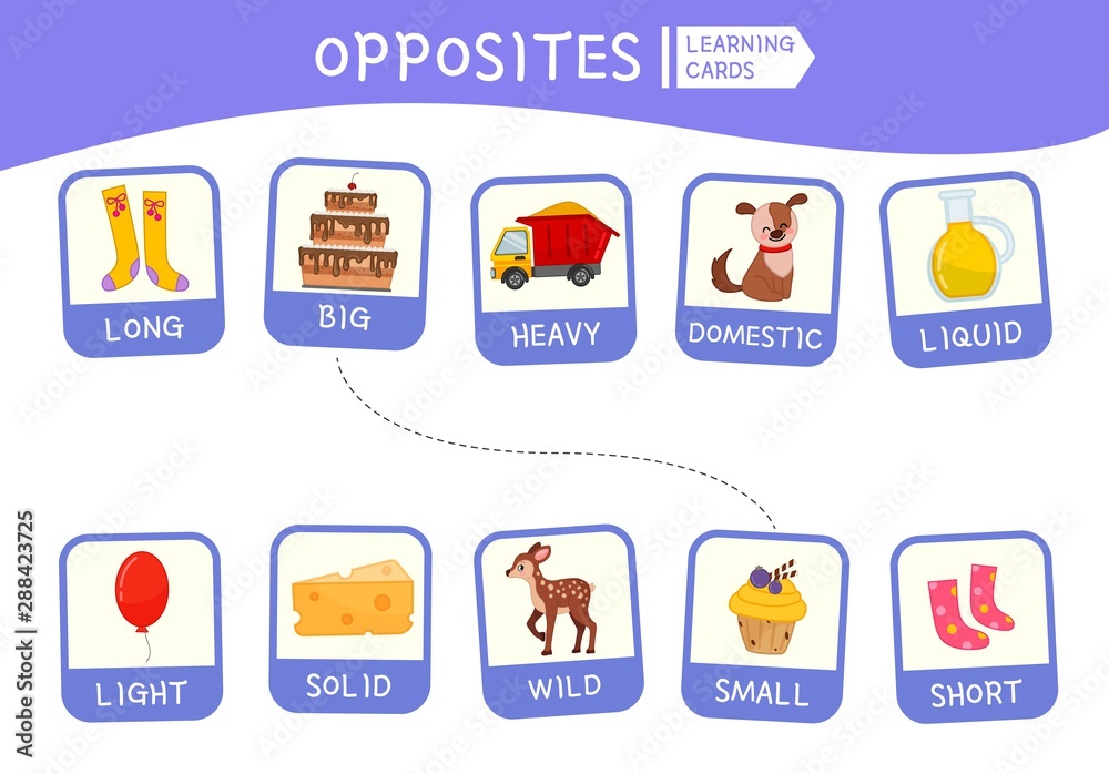 Matching children educational game. Match of opposites. Activity for ...