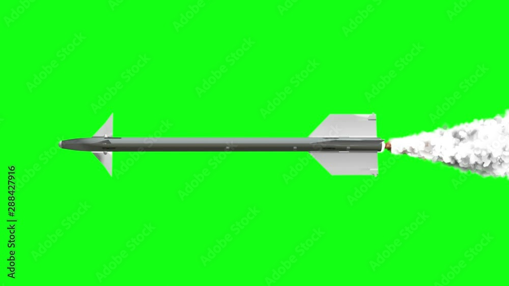 Green Screen trajectory of a missile with target explosion.Military ...