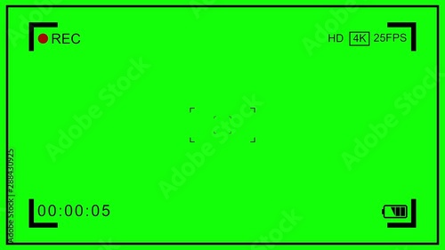 Smartphone Camera recording on green screen background. Rec frame ...