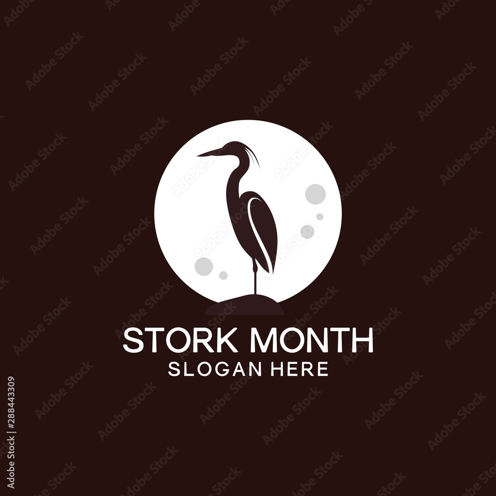 stork logo - vector illustration of design on a dark background Stock ...