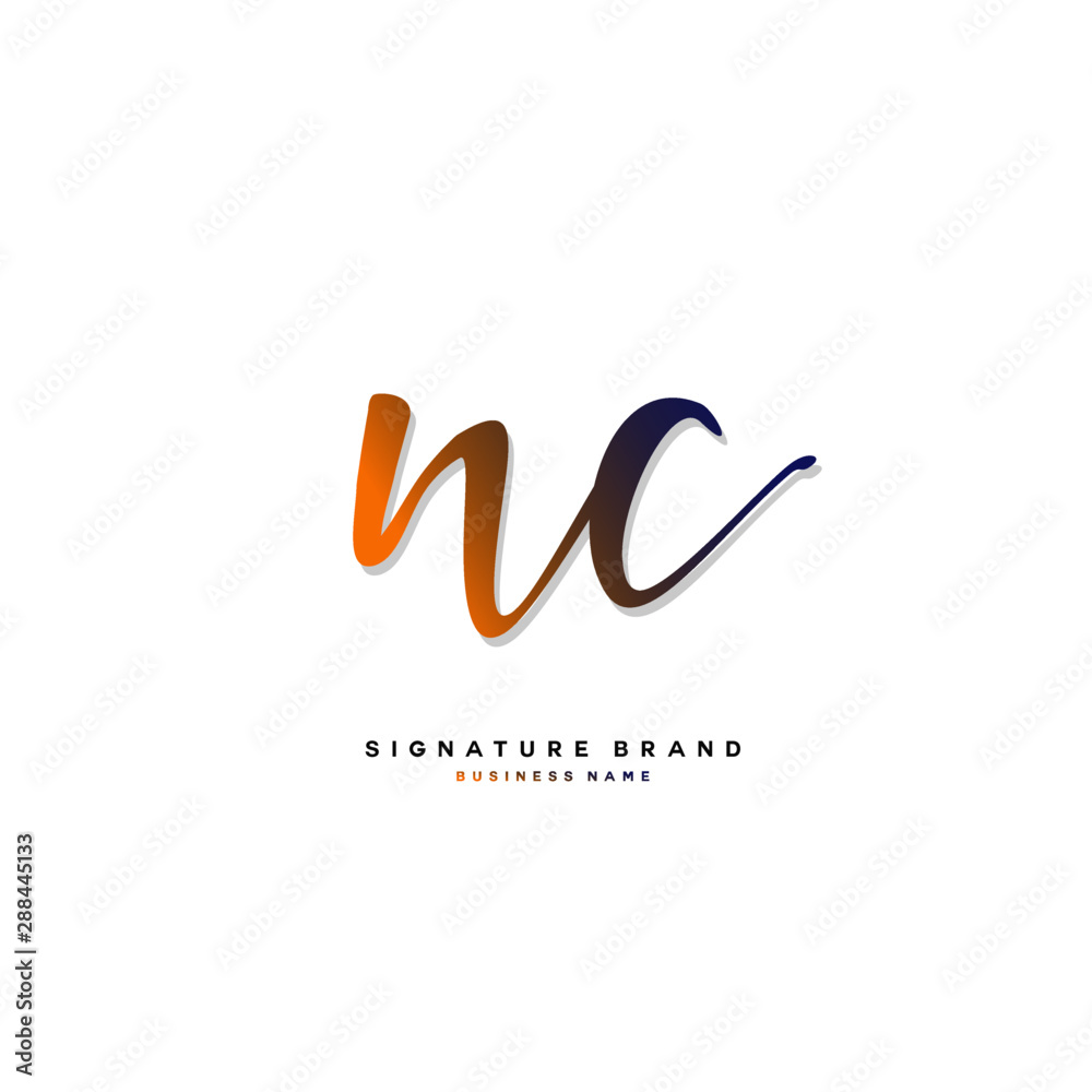 N C NC Initial letter handwriting and signature logo concept design ...