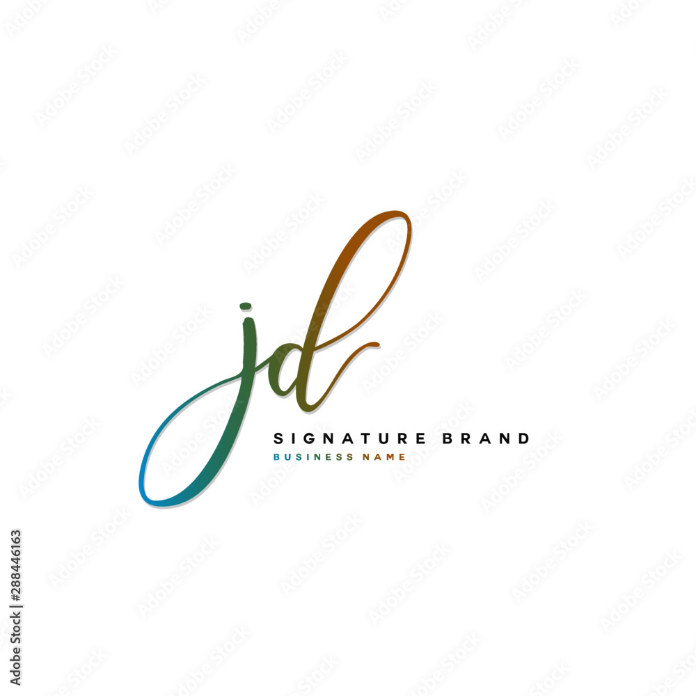 J D JD Initial letter handwriting and signature logo concept design ...