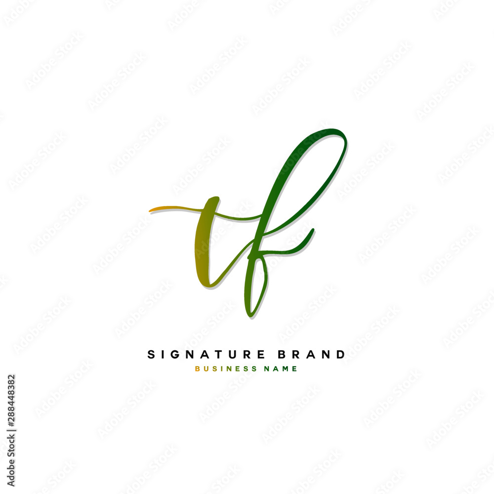 T F TF Initial letter handwriting and signature logo concept design ...